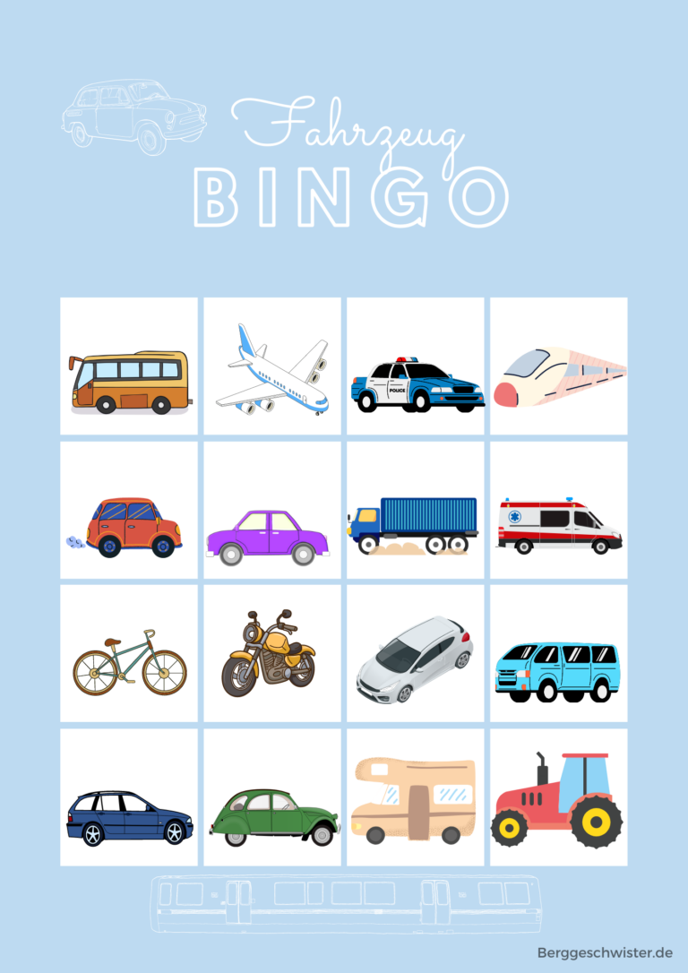 Bahnbingo und Autobingo - Bingo Spiele für die Reise mit Kindern ...